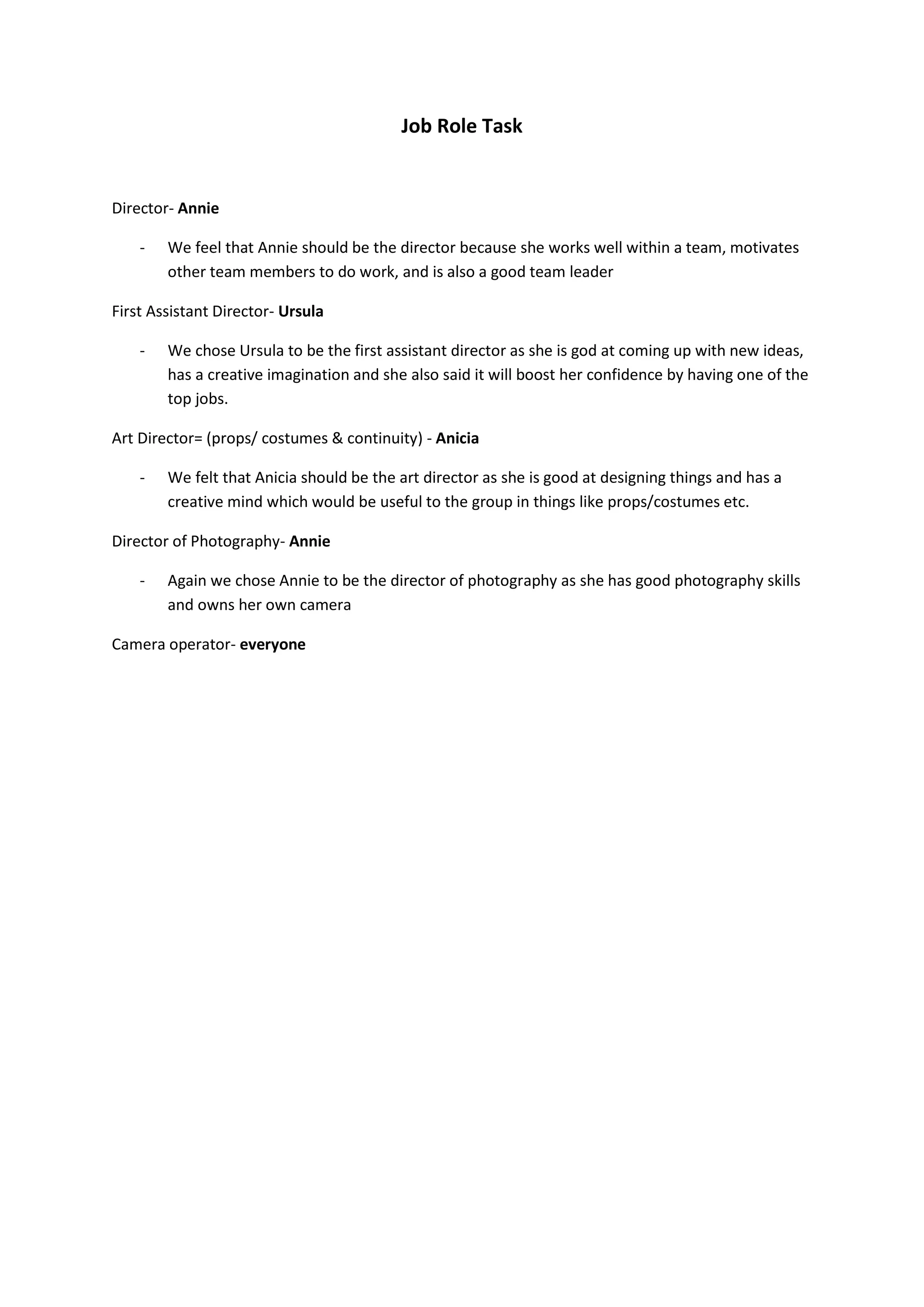 9 job roles task | DOCX