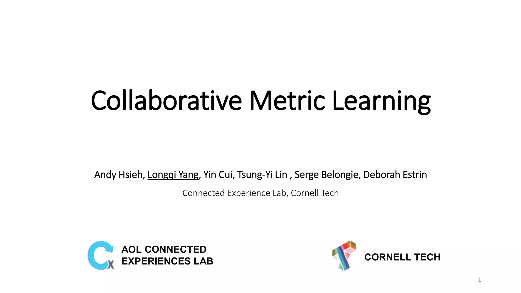 Collaborative Metric Learning (WWW'17) | PPTX