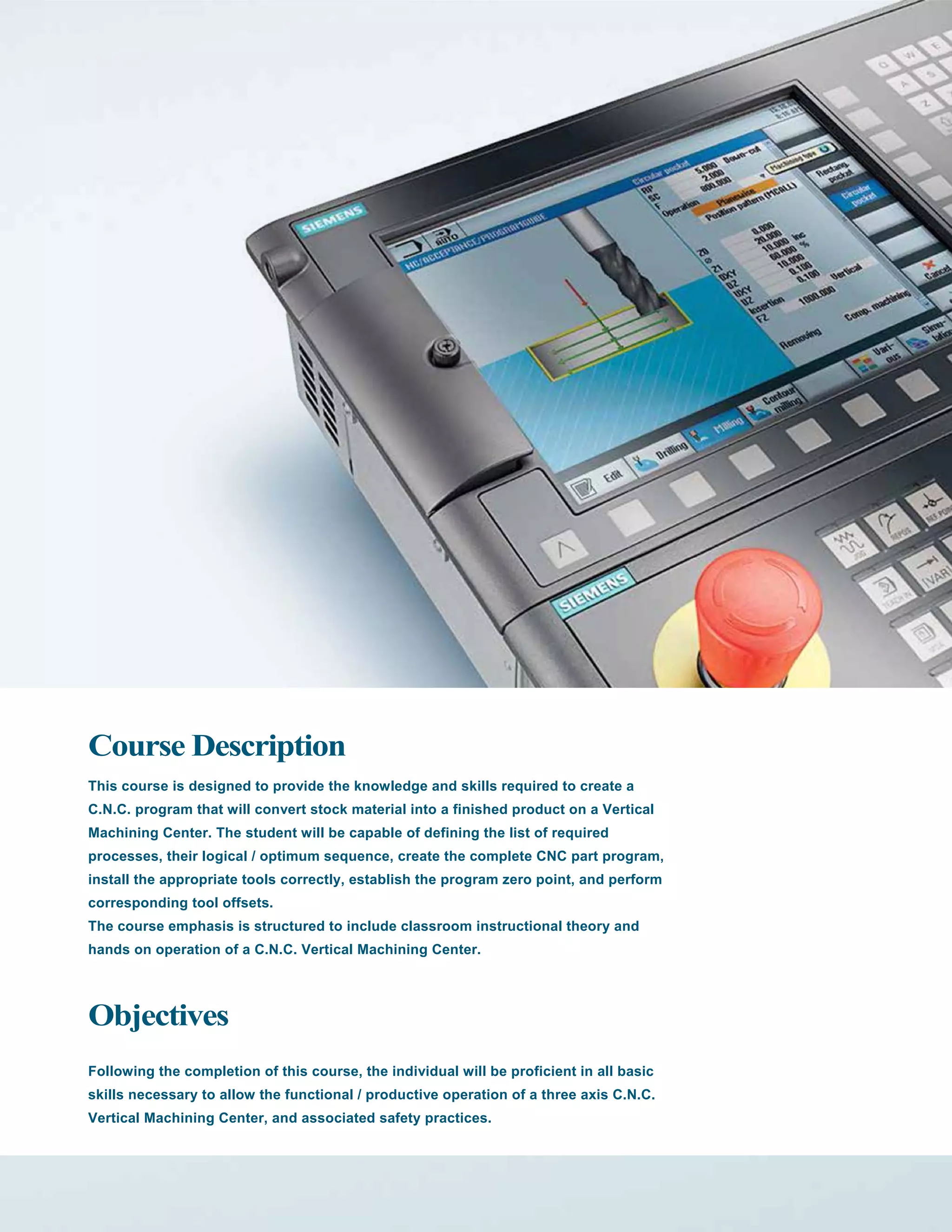 CNC Mill Machine Programming Course - SIEMENS SINUMERICK 820D | PDF ...