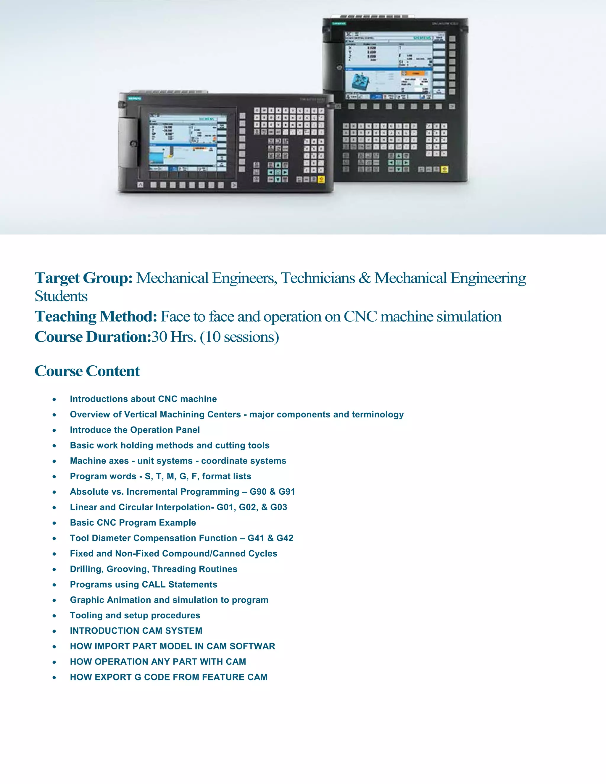 CNC Mill Machine Programming Course - SIEMENS SINUMERICK 820D | PDF ...