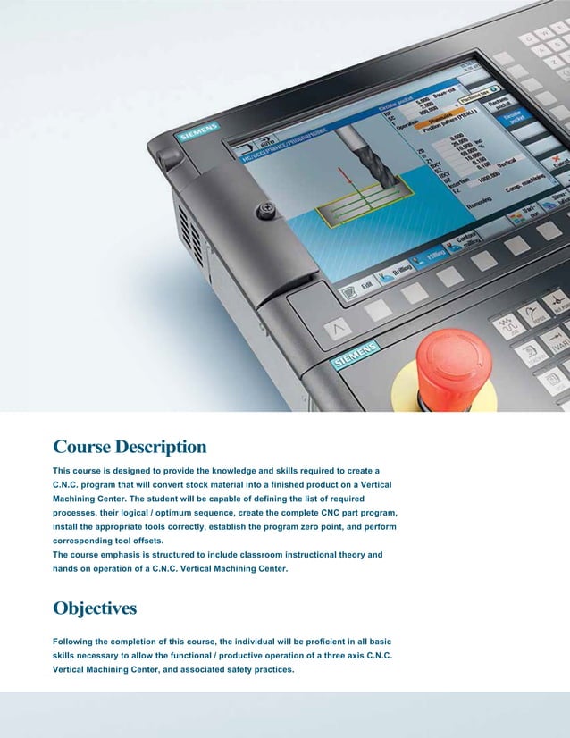 CNC Mill Machine Programming Course - SIEMENS SINUMERICK 820D | PDF