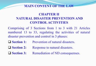 Law on natural disaster prevention and organizational structure for ...