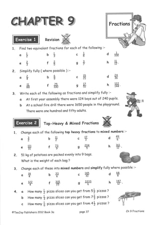 9 level 3a hw chapter 9 fractions | PDF