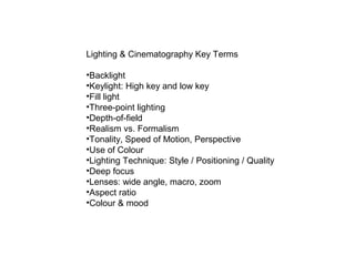 9 lighting & cinematography | PPT