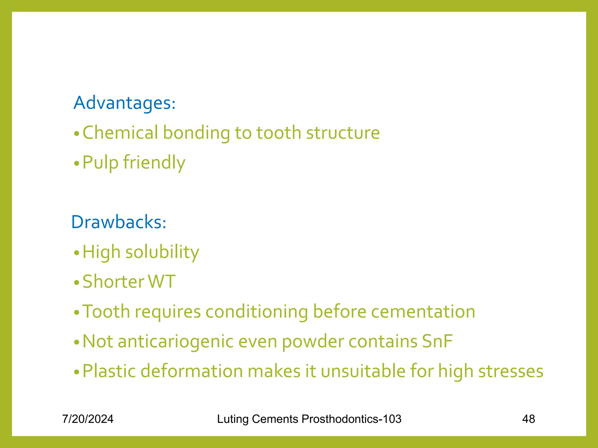 Luting agents in prosthodontics and their effects | PPTX