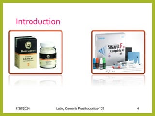 Luting agents in prosthodontics and their effects | PPTX
