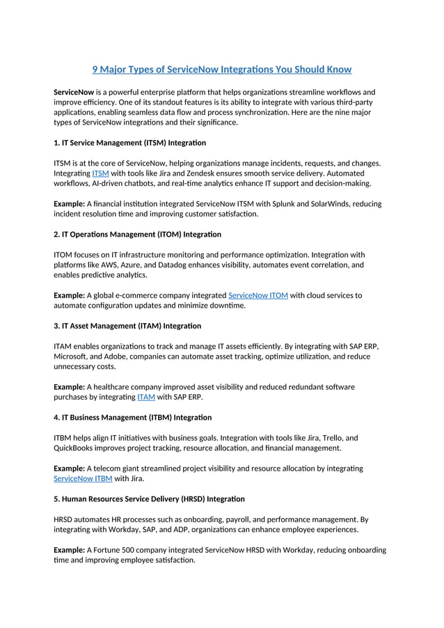 9 Major Types of ServiceNow Integrations You Should Know | PDF