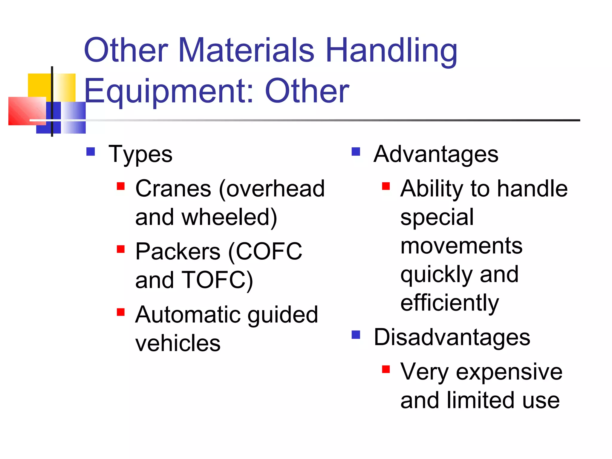 MATERIALS HANDLING EQUIPMENT | PPT