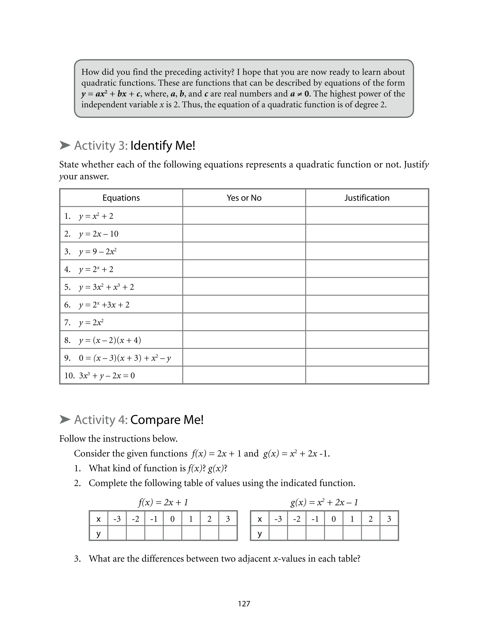 Grade 9: Mathematics Unit 2 Quadratic Functions. | PDF