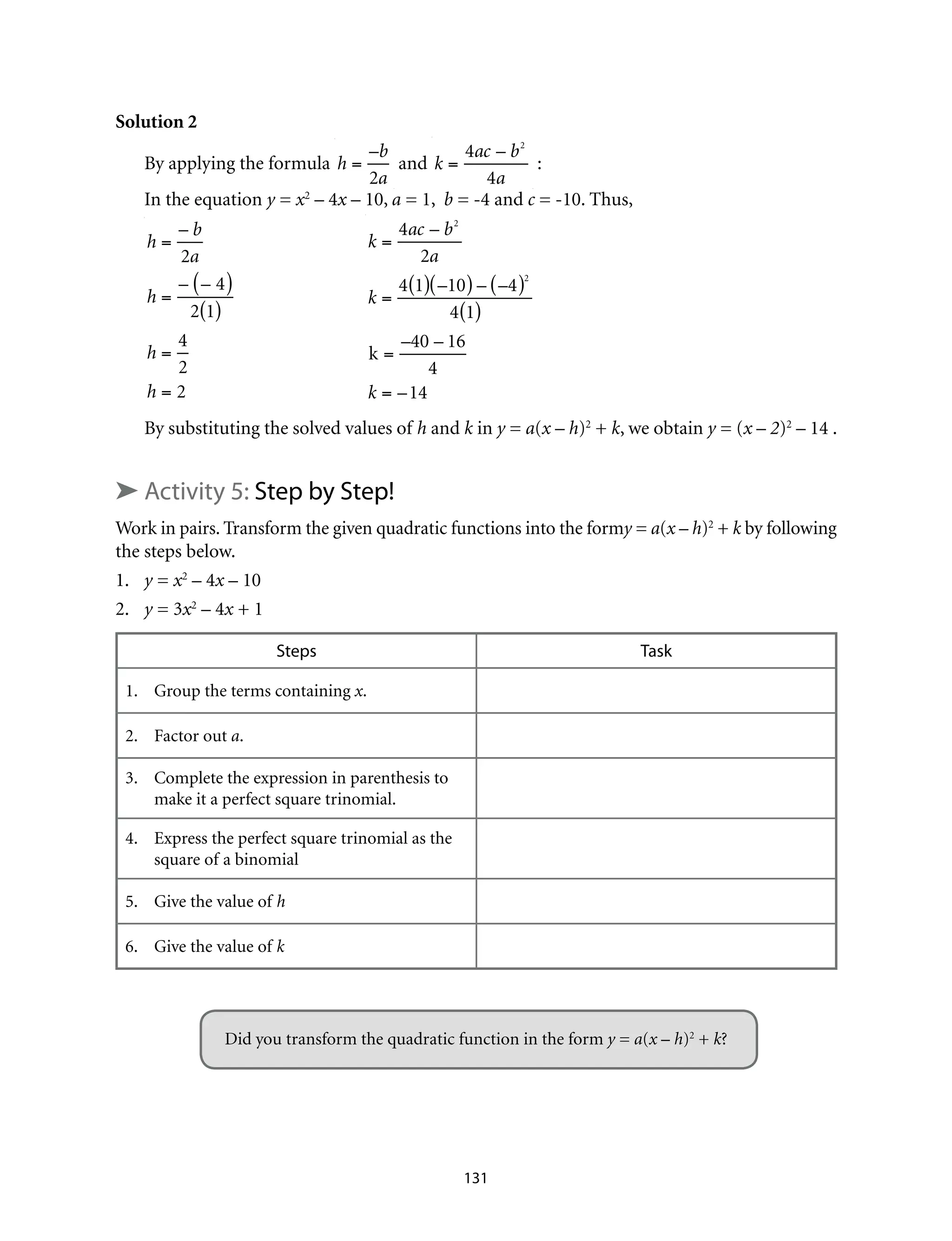 Grade 9: Mathematics Unit 2 Quadratic Functions. | PDF