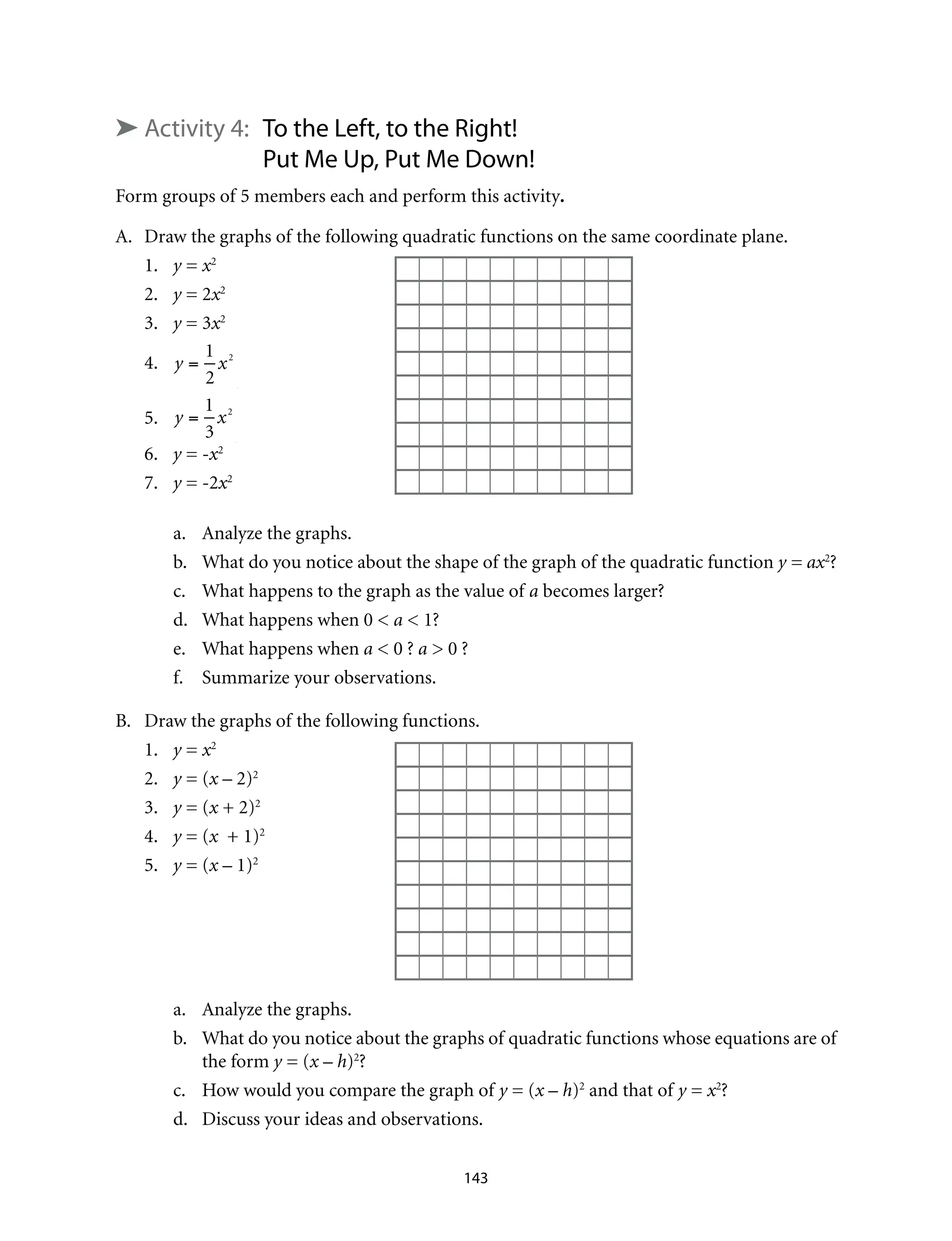Grade 9: Mathematics Unit 2 Quadratic Functions. | PDF | Publishing ...