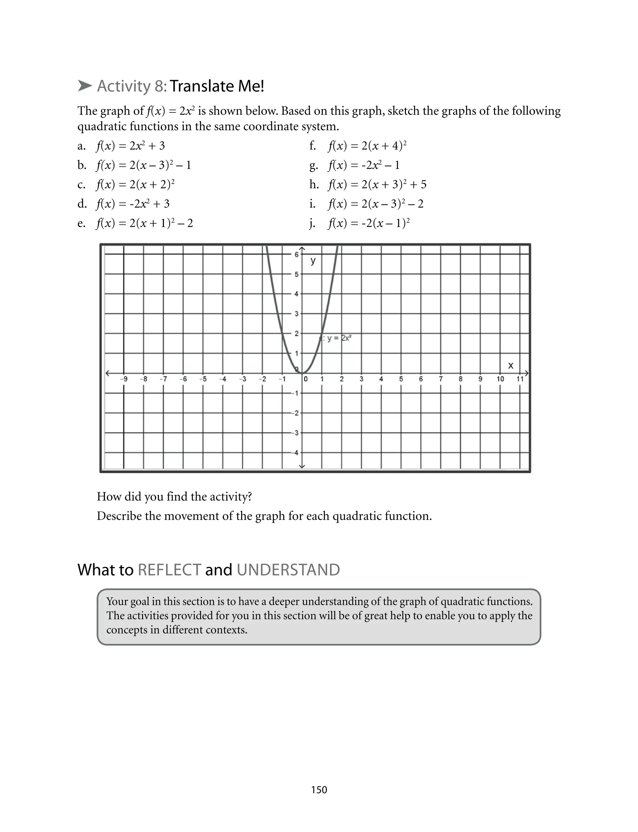 Grade 9: Mathematics Unit 2 Quadratic Functions. | PDF