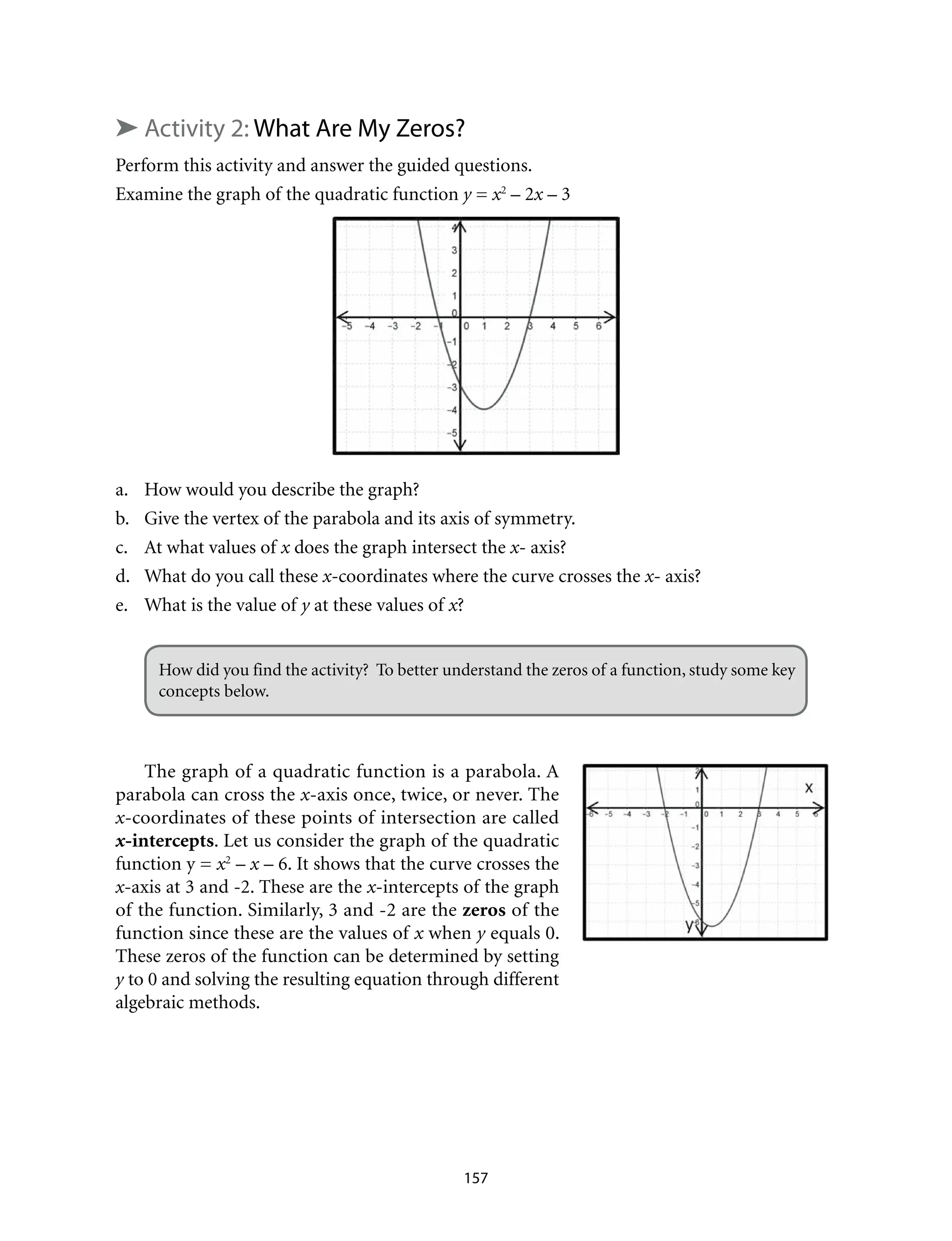 Grade 9: Mathematics Unit 2 Quadratic Functions. | PDF