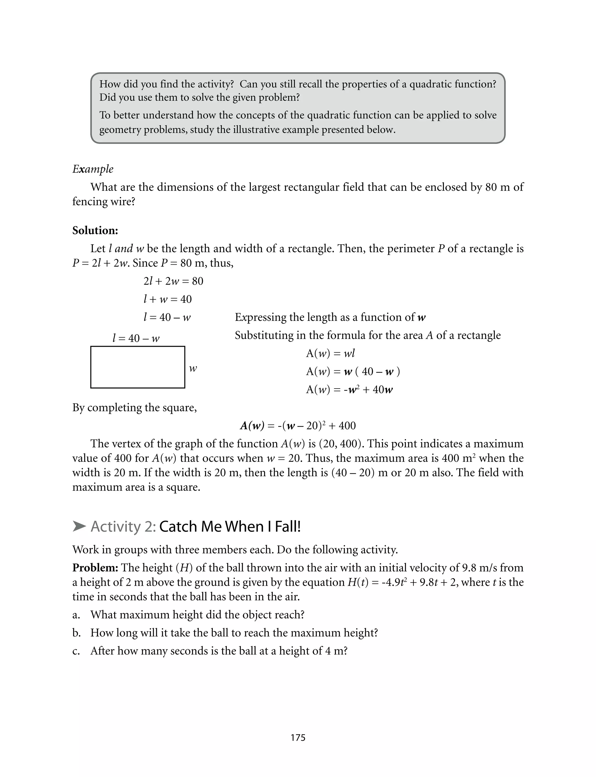 Grade 9: Mathematics Unit 2 Quadratic Functions. | PDF