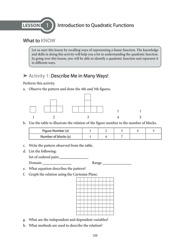 Grade 9: Mathematics Unit 2 Quadratic Functions. | PDF | Publishing ...