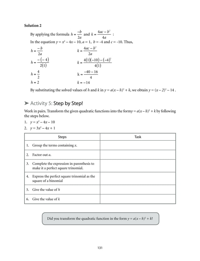 Grade 9: Mathematics Unit 2 Quadratic Functions. | PDF | Publishing Industry | Industries