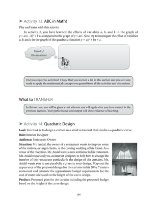Grade 9: Mathematics Unit 2 Quadratic Functions. | PDF