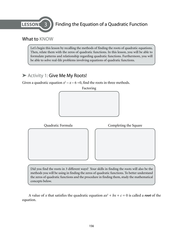 Grade 9: Mathematics Unit 2 Quadratic Functions. | PDF | Publishing ...