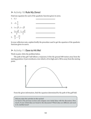 Grade 9: Mathematics Unit 2 Quadratic Functions. | PDF