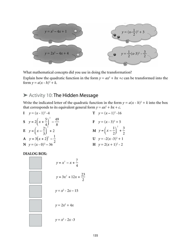Grade 9: Mathematics Unit 2 Quadratic Functions.