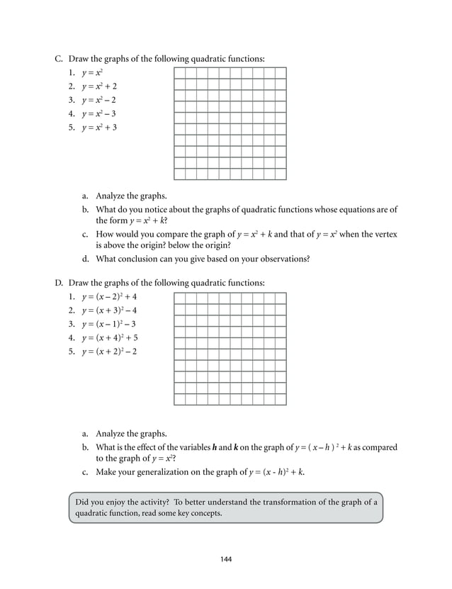 Grade 9: Mathematics Unit 2 Quadratic Functions.