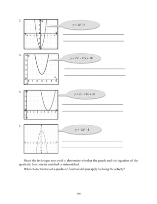 Grade 9: Mathematics Unit 2 Quadratic Functions. | PDF