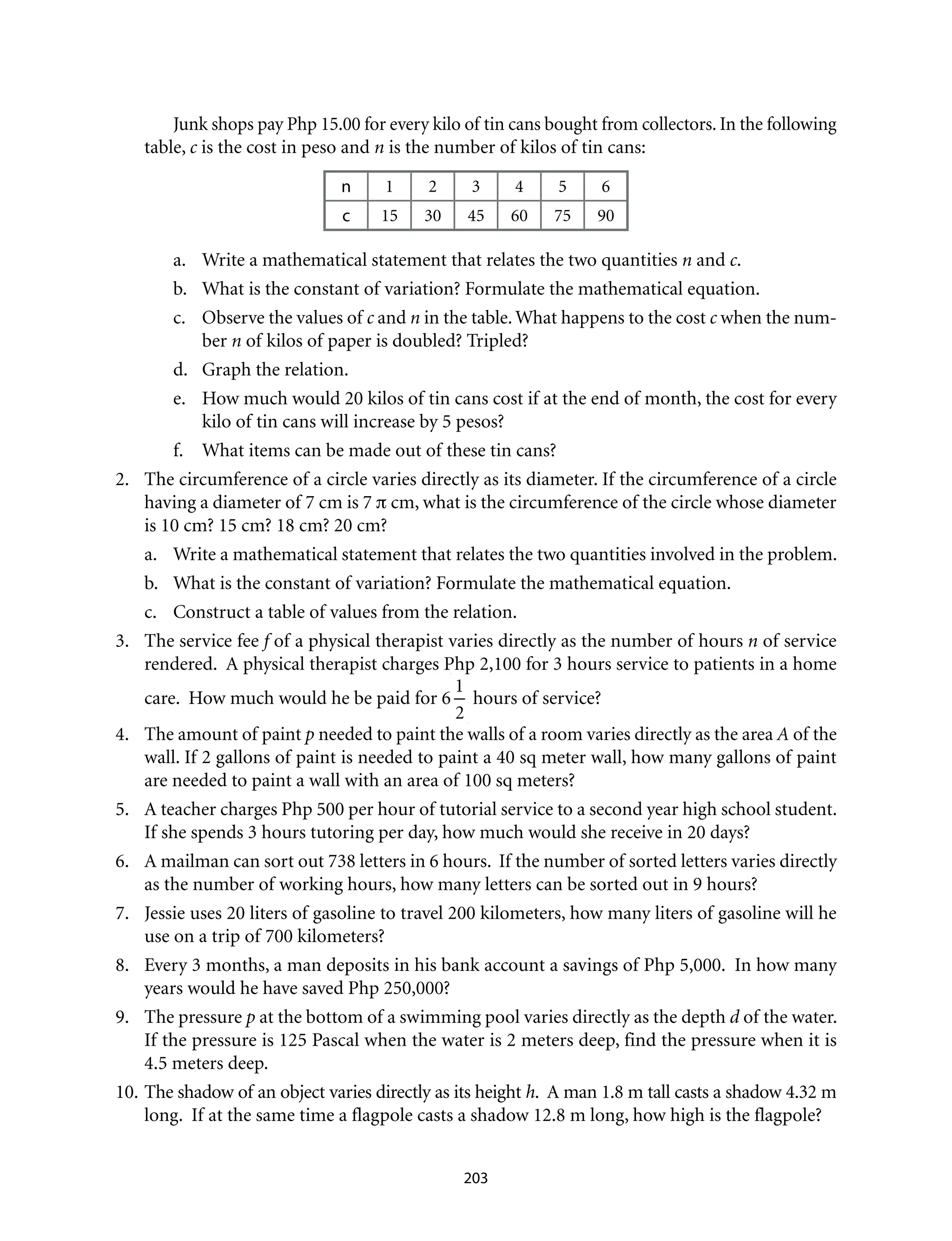 Grade 9: Mathematics Unit 3 Variation | PDF