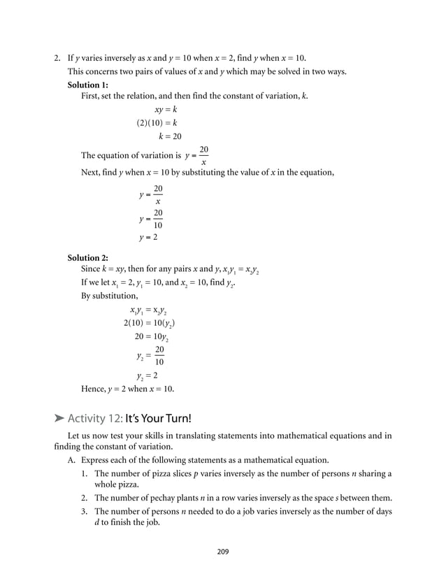 Grade 9: Mathematics Unit 3 Variation | PDF | Educational Assessment ...