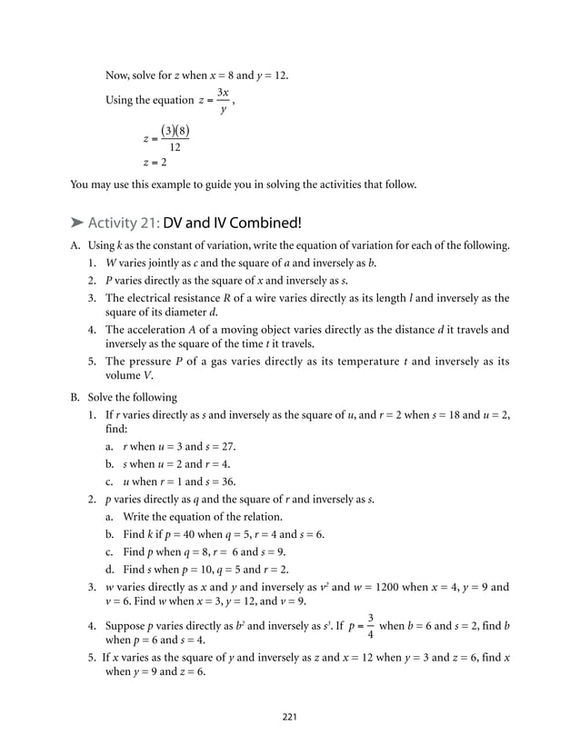 Grade 9: Mathematics Unit 3 Variation | PDF | Educational Assessment ...