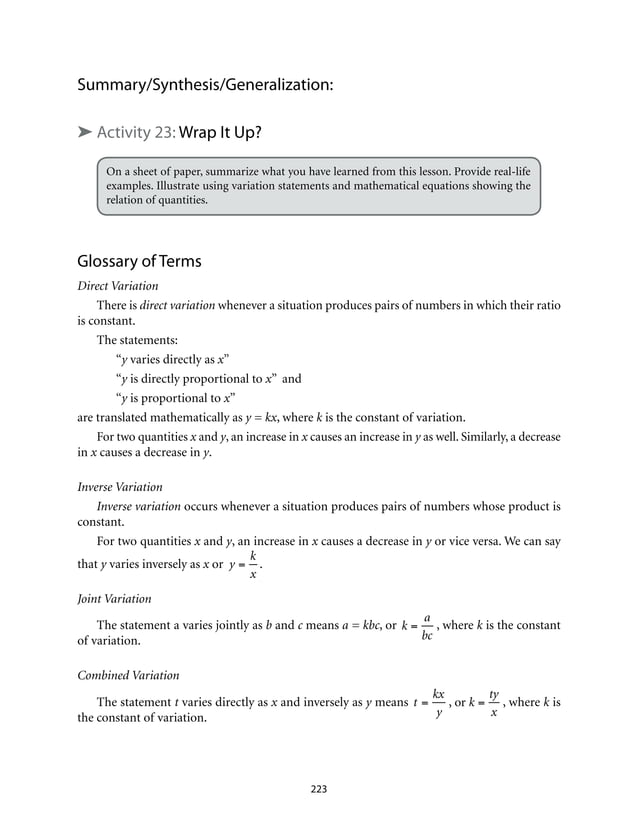 Grade 9: Mathematics Unit 3 Variation | PDF | Educational Assessment ...