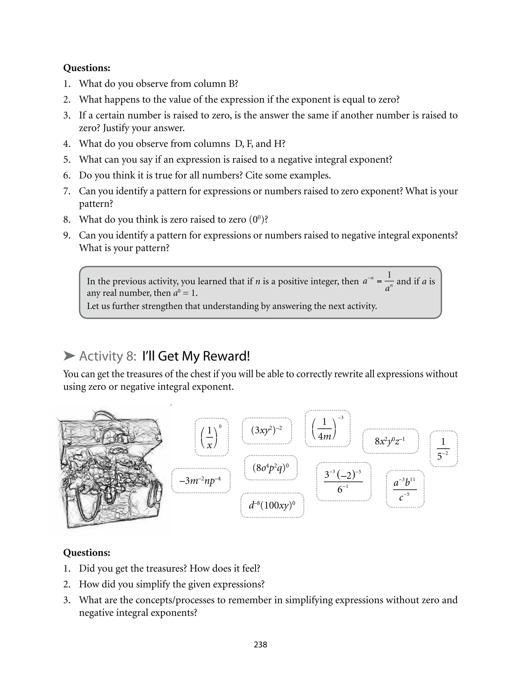 Grade 9: Mathematics Unit 4Zero Exponents, Negative Integral Exponents ...