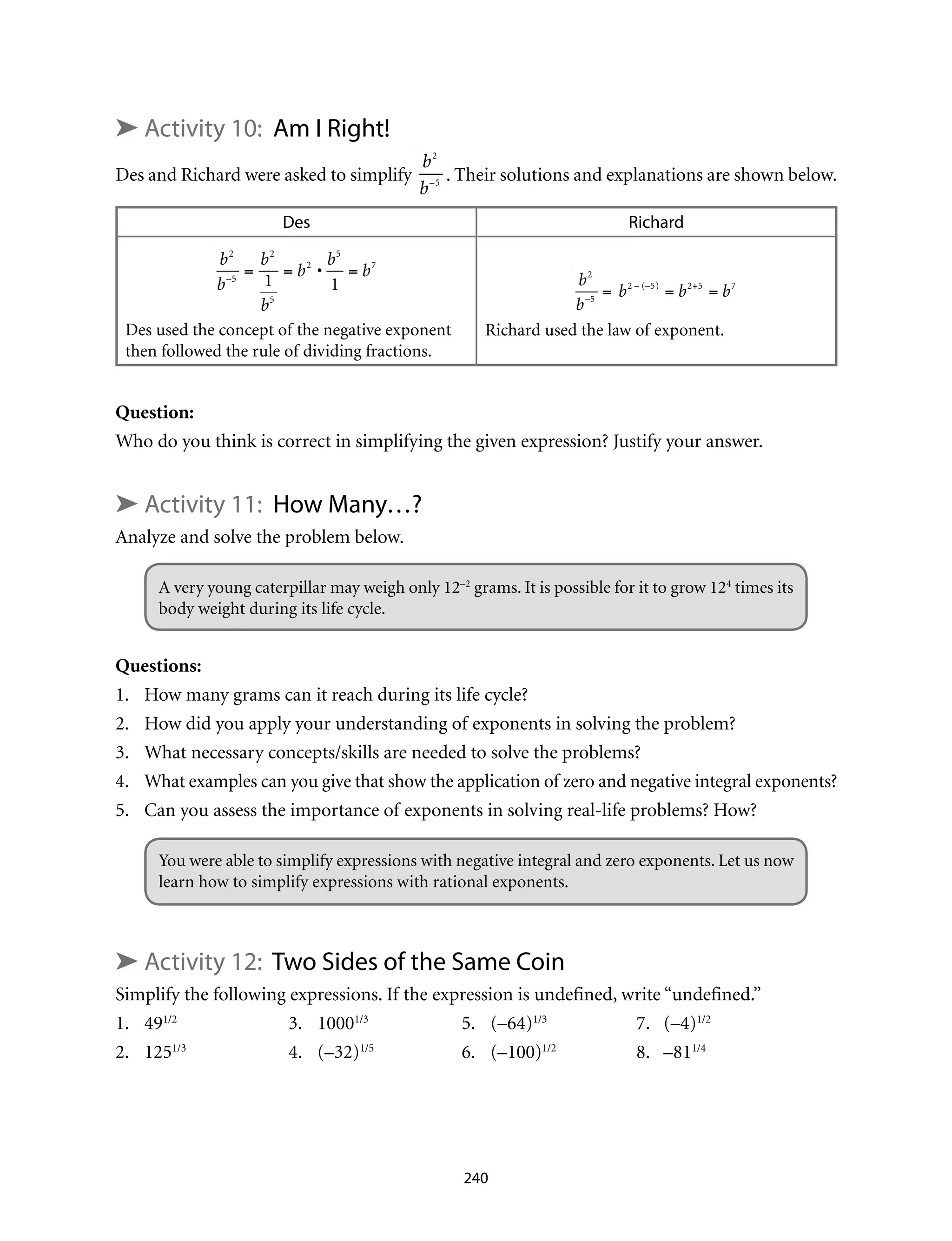 Grade 9: Mathematics Unit 4Zero Exponents, Negative Integral Exponents ...