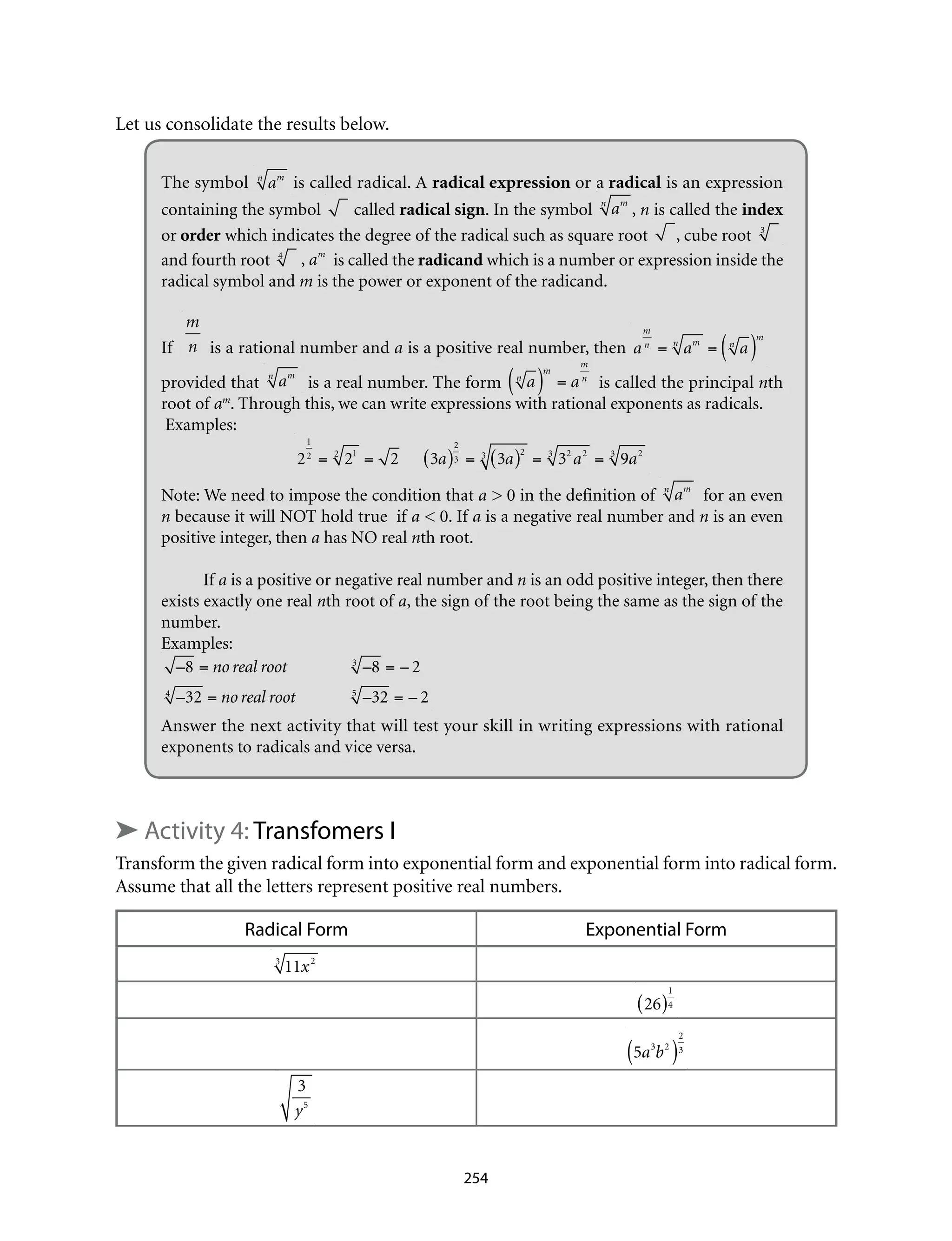 Grade 9: Mathematics Unit 4Zero Exponents, Negative Integral Exponents, Rational Exponents, and ...