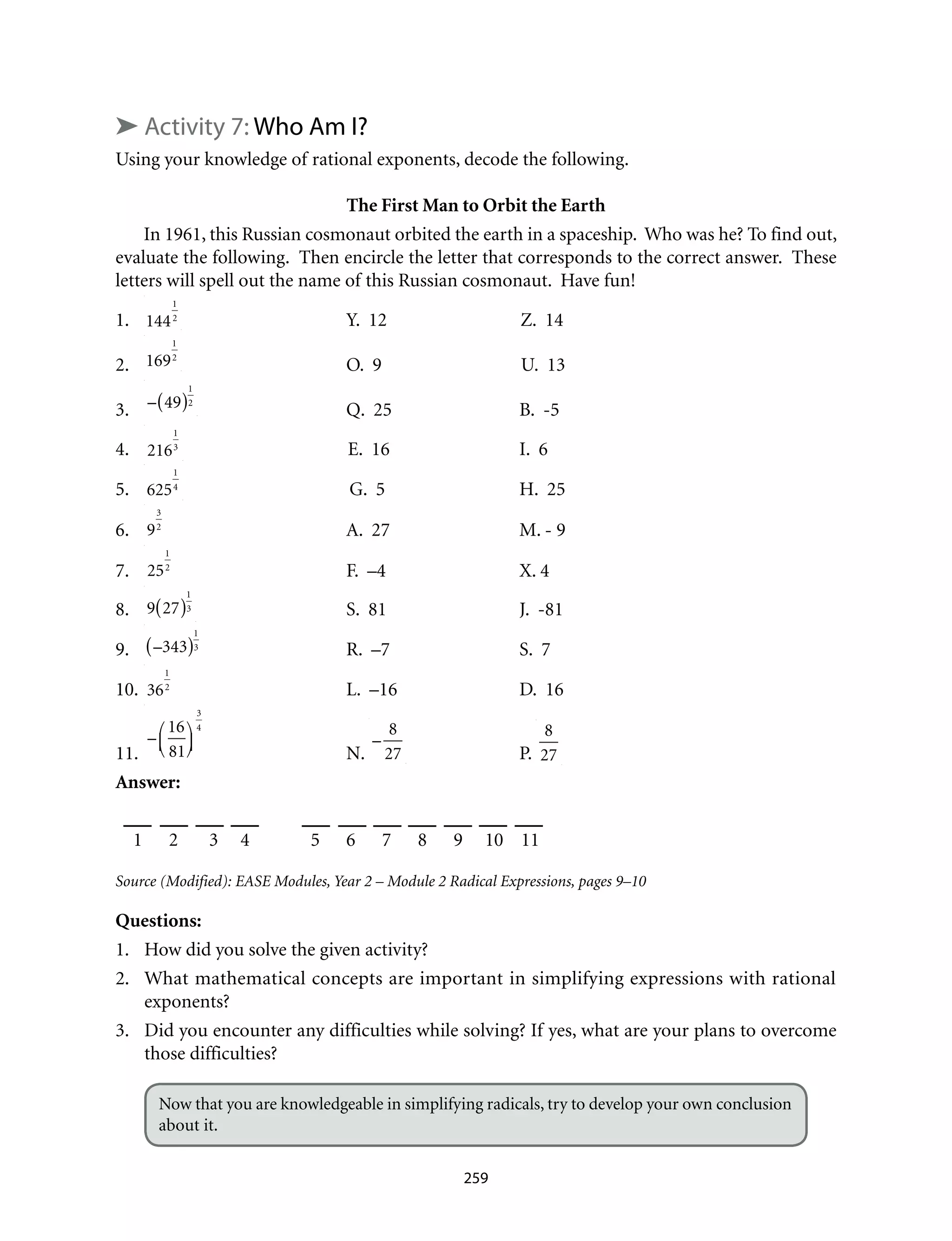 Grade 9: Mathematics Unit 4Zero Exponents, Negative Integral Exponents, Rational Exponents, and ...