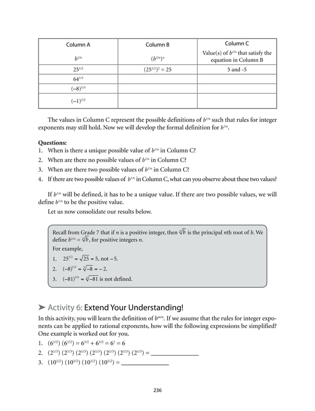 Grade 9: Mathematics Unit 4Zero Exponents, Negative Integral Exponents ...