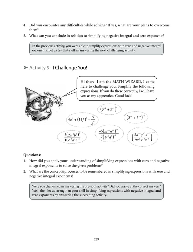 Grade 9: Mathematics Unit 4Zero Exponents, Negative Integral Exponents ...