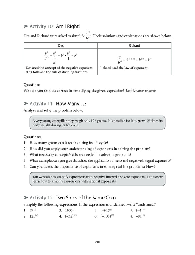 Grade 9: Mathematics Unit 4Zero Exponents, Negative Integral Exponents ...