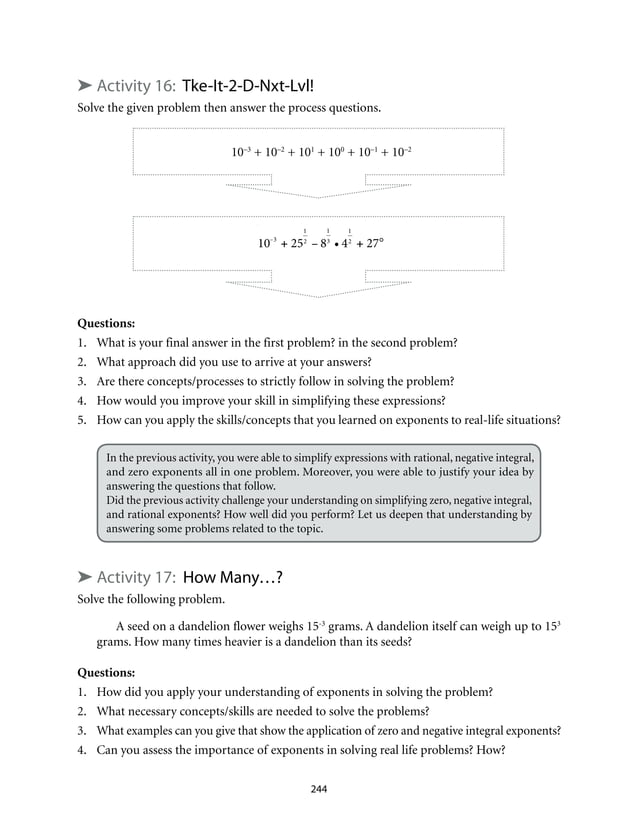 Grade 9: Mathematics Unit 4Zero Exponents, Negative Integral Exponents ...