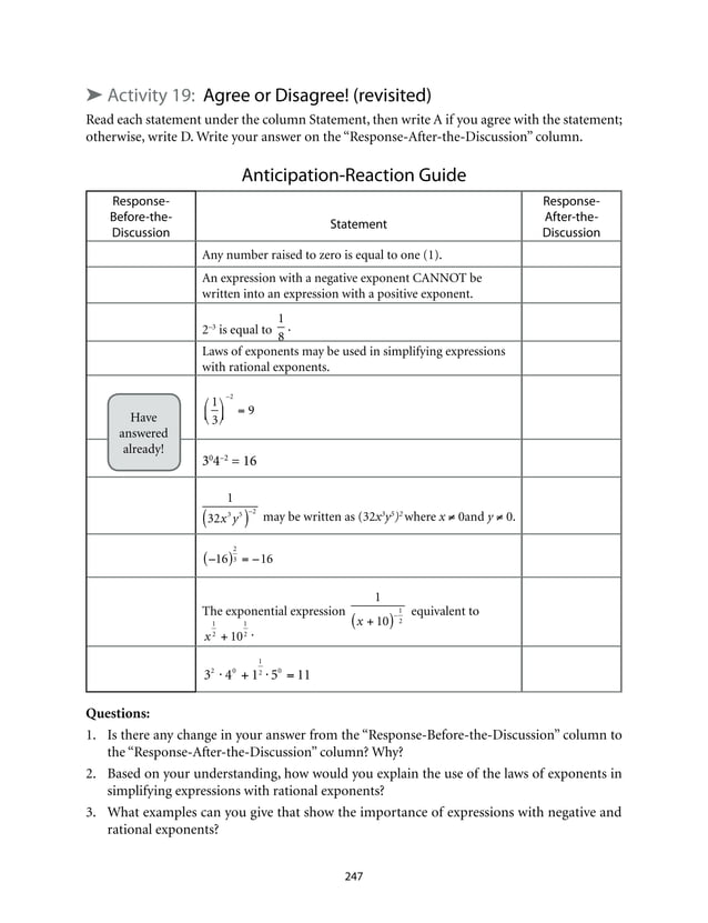 Grade 9: Mathematics Unit 4Zero Exponents, Negative Integral Exponents ...