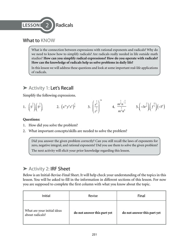 Grade 9: Mathematics Unit 4Zero Exponents, Negative Integral Exponents ...