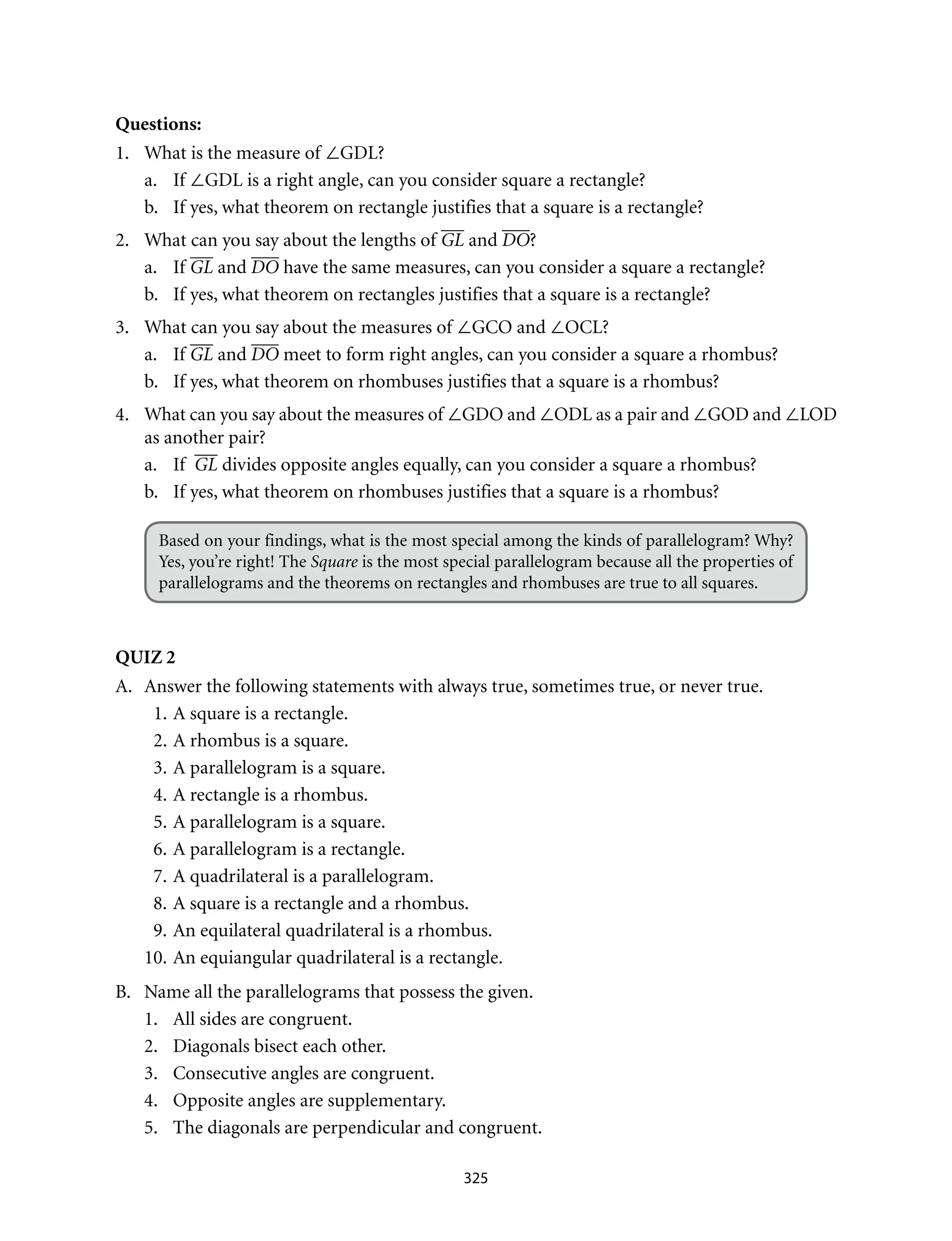 Grade 9 Mathematics Module 5 Quadrilaterals (LM) | PDF