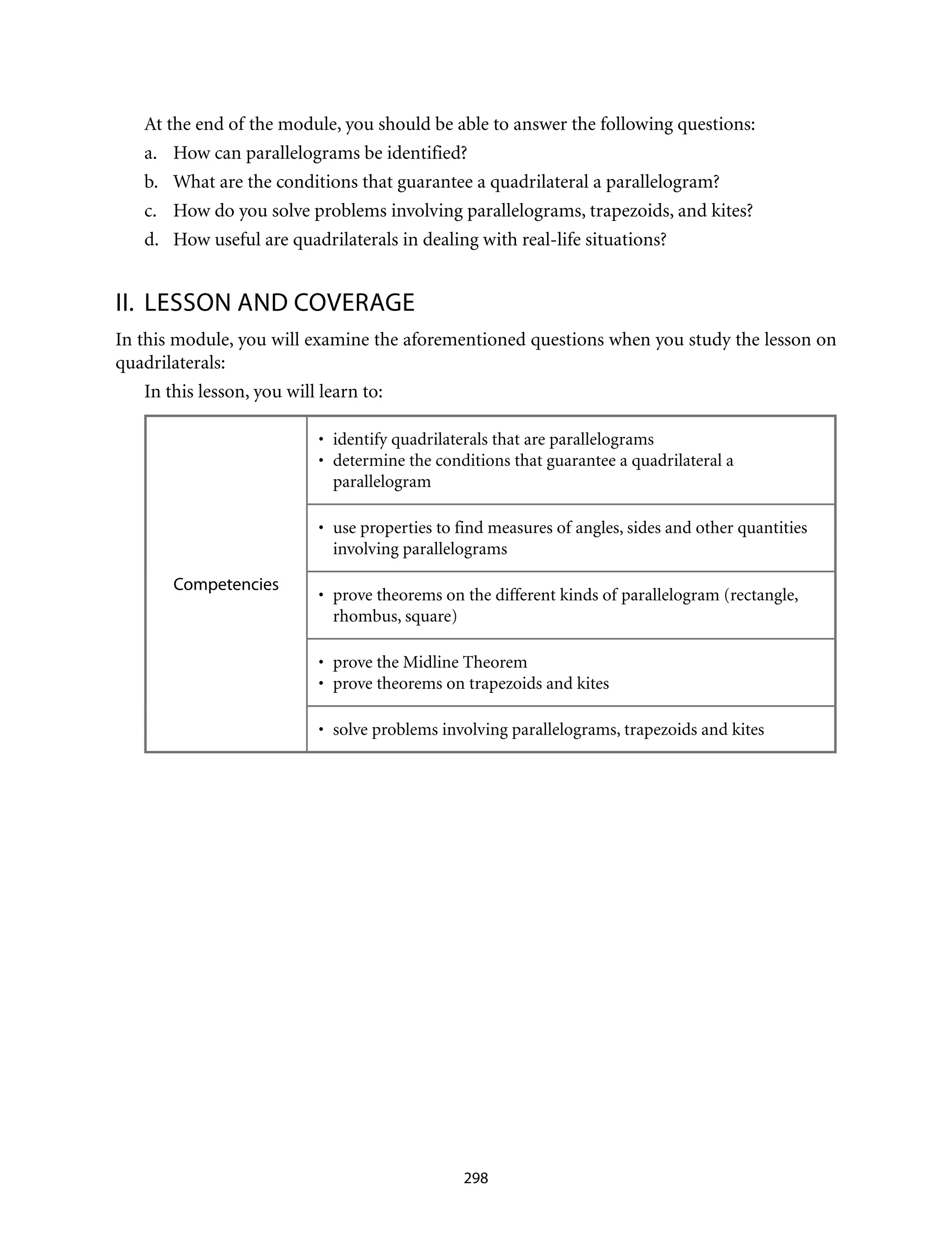 Grade 9 Mathematics Module 5 Quadrilaterals (LM) | PDF