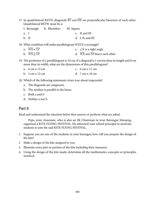 Grade 9 Mathematics Module 5 Quadrilaterals (LM) | PDF | Educational ...