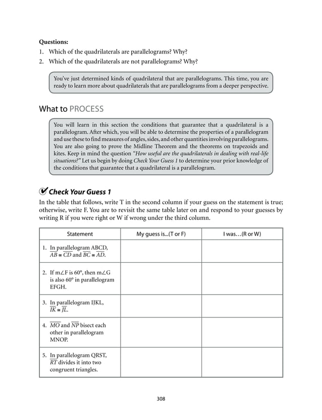 Grade 9 Mathematics Module 5 Quadrilaterals (LM) | PDF | Educational ...