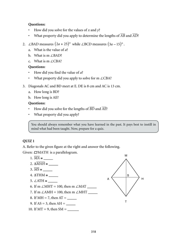 Grade 9 Mathematics Module 5 Quadrilaterals (LM) | PDF | Educational ...