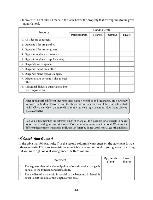 Grade 9 Mathematics Module 5 Quadrilaterals (LM) | PDF | Educational ...