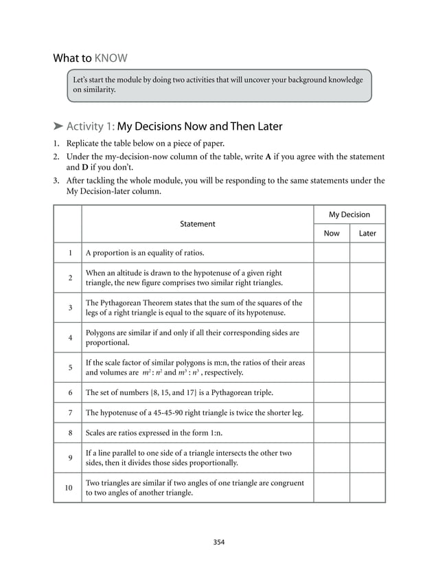 Grade 9 Mathematics Module 6 Similarity | PDF | Educational Assessment ...