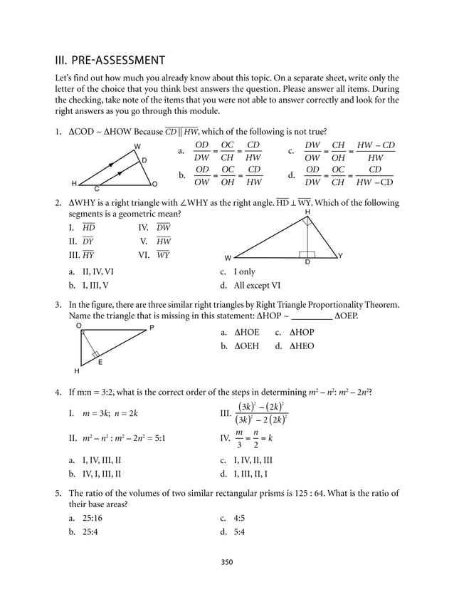 Grade 9 Mathematics Module 6 Similarity | PDF | Educational Assessment ...