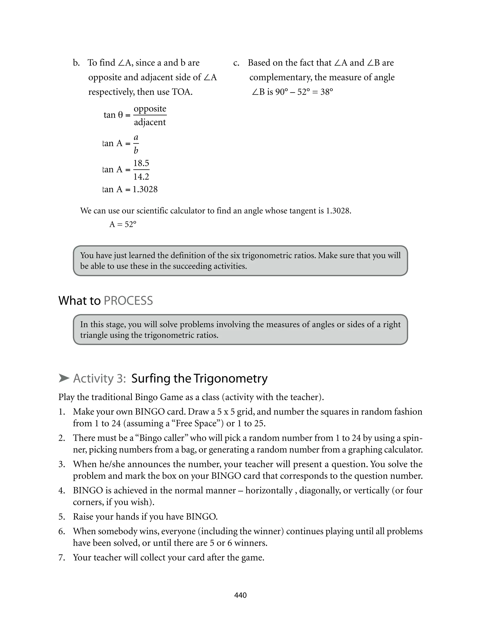 Grade 9 Mathematics Module 7 Triangle Trigonometry | PDF