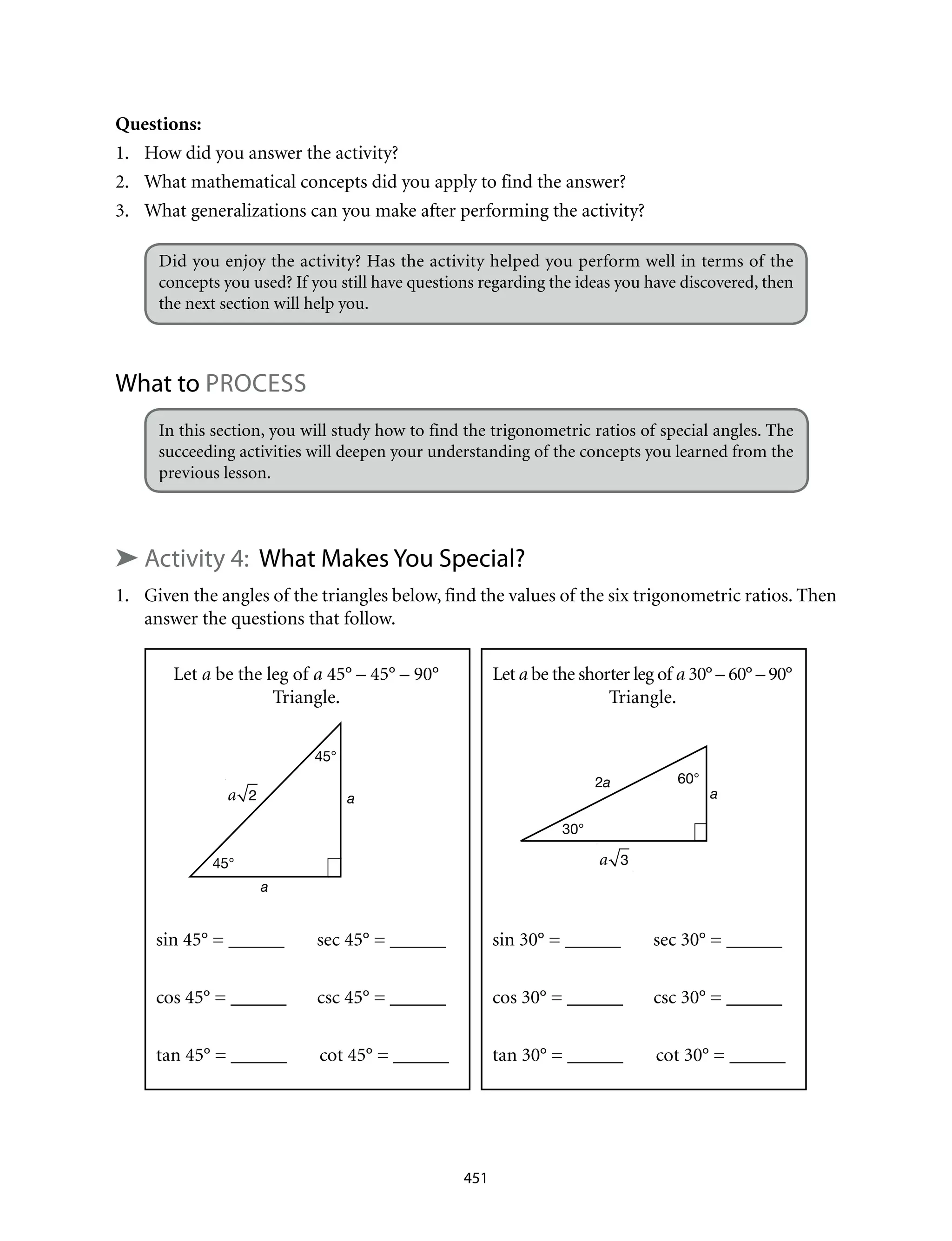 Grade 9 Mathematics Module 7 Triangle Trigonometry | PDF